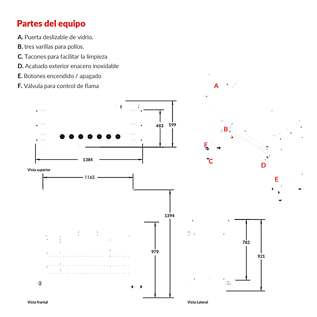 ROSTICERO A GAS 3 VARILLAS